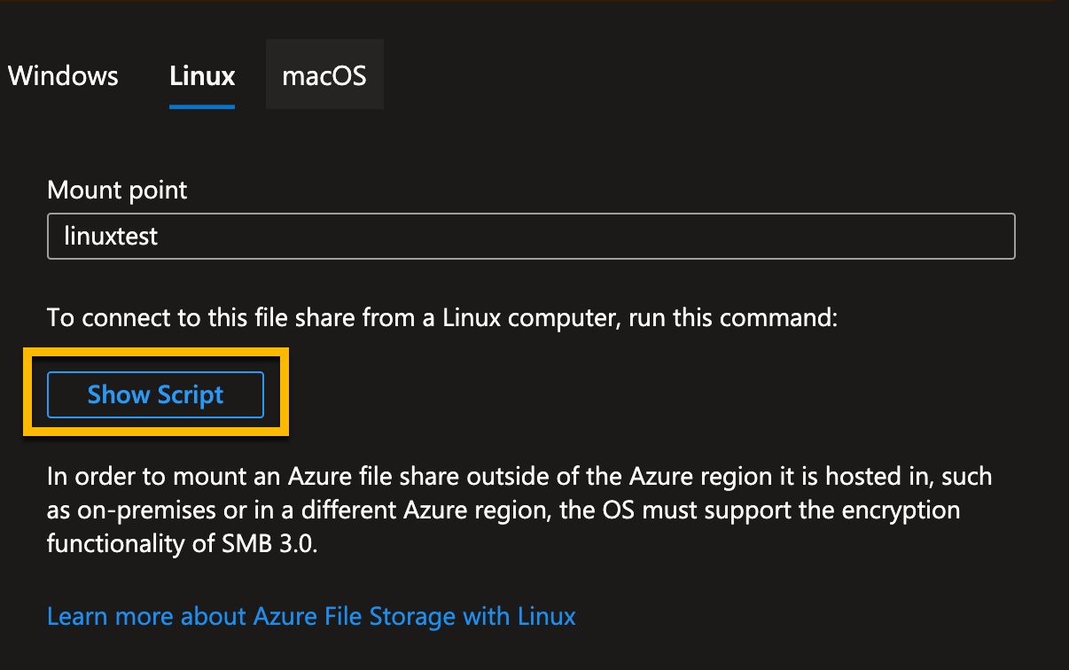 Creating and Mounting Azure File Shares